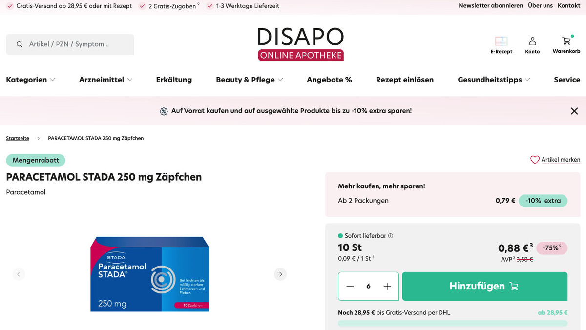 Disapo: Mengenrabatt für Kinder-Paracetamol | APOTHEKE ADHOC