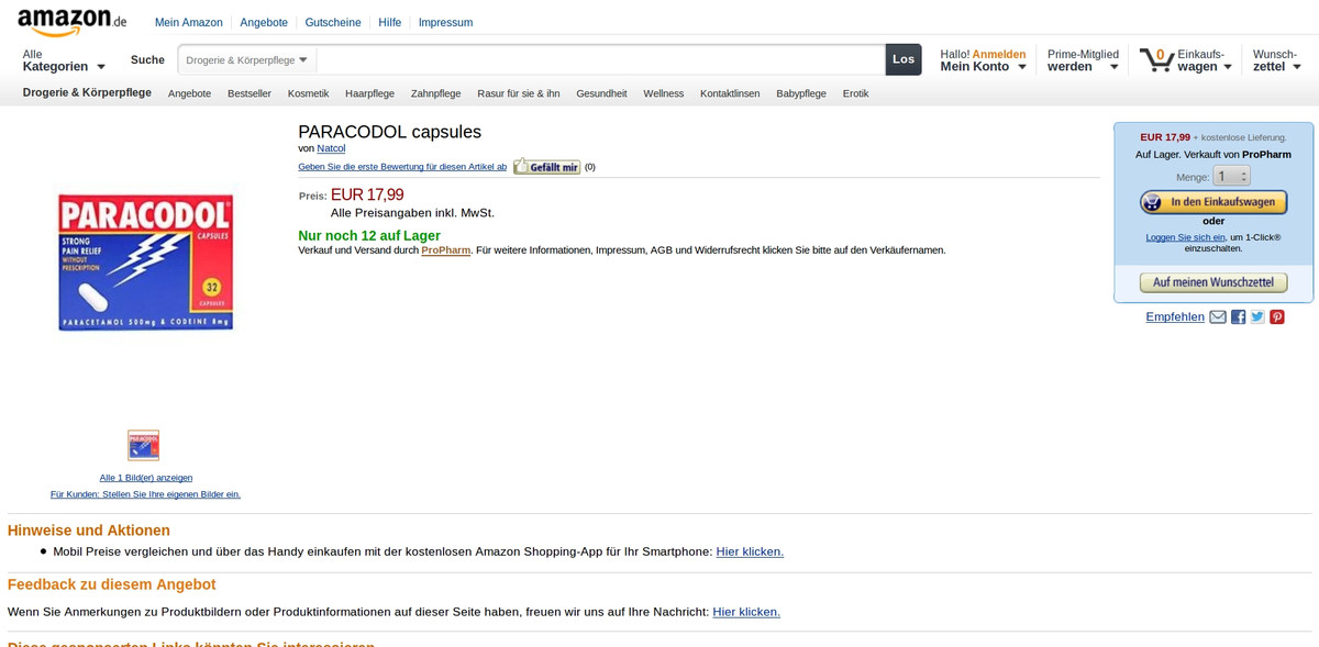 Amazon: Codein und Fluconazol | APOTHEKE ADHOC